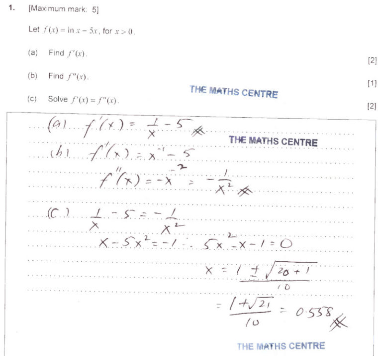 Free Preview: IB Maths SL exams fully worked solutions - The Maths Centre